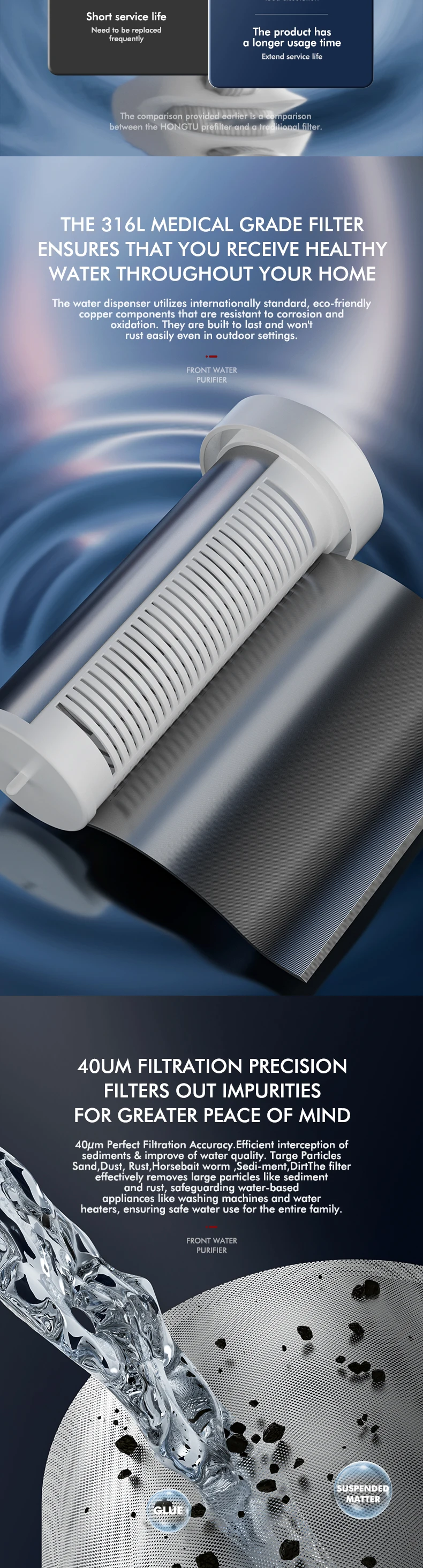 Upgrade 40um Reusable Automatic Backwash Spin Sediment Filter Whole ...