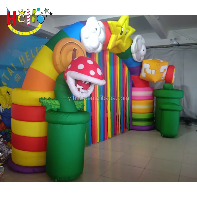 Kids Themed Playground Inflatable Super Mario Birthday Arch Backdrop ...