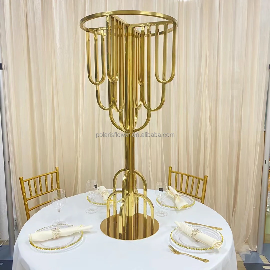 Home Centerpiece Column Geometric Tall Metal Gold Wedding Flower Stand ...