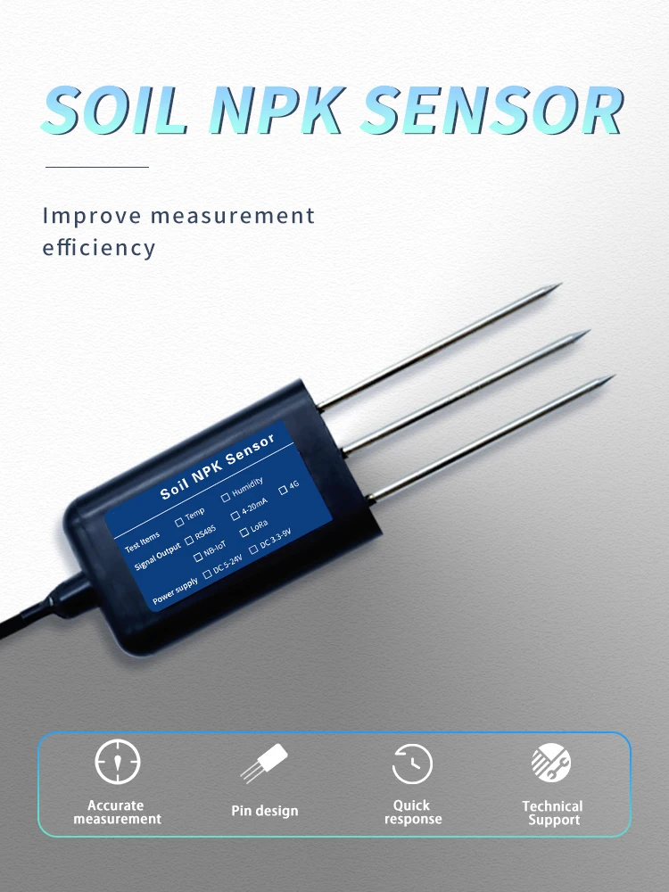 Rs485 Modbus Output Smart Agriculture 3 In 1 Npk Soil 3 Pin Sensor - Buy Soil Npk Sensor ...