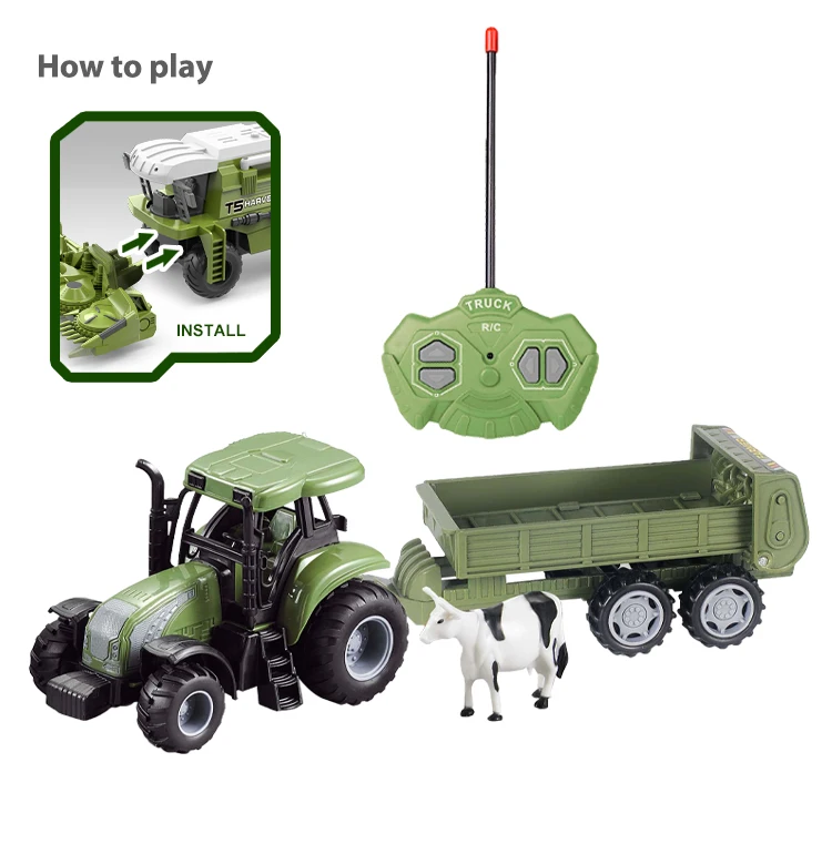 27mhz 4CH Remote Control Horse Trailer Toy RC Farm Tractor