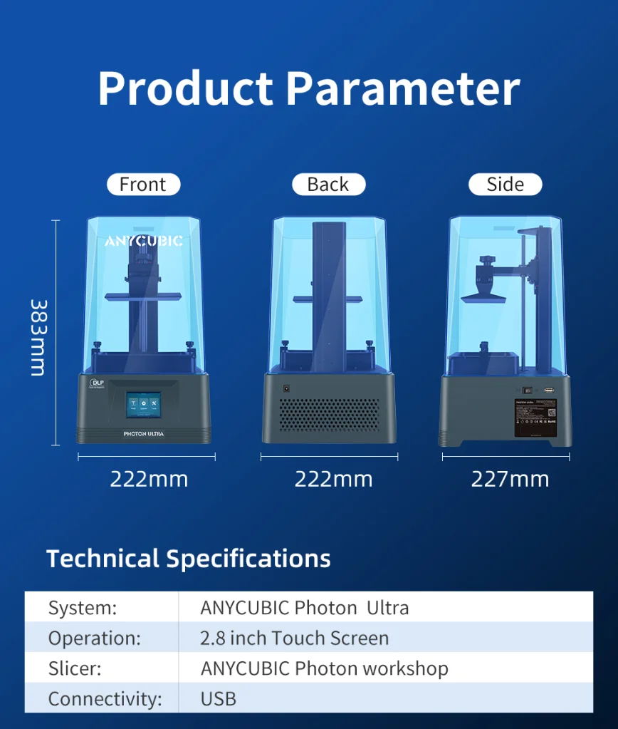 Anycubic Photon Ultra DLP 3D Printer - Precision & Speed