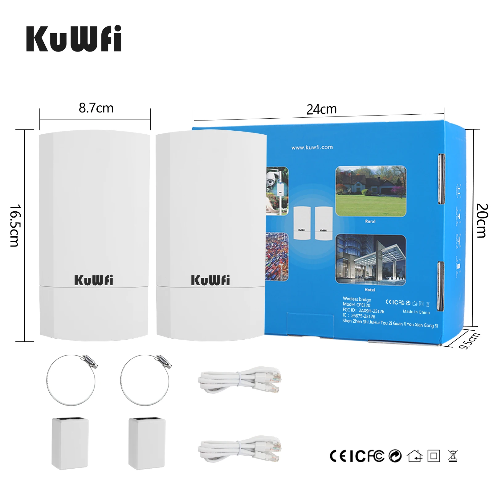 2km Long Range Kuwfi 900mbps Cpe 5.8g Wireless Repeater Ap Bridge Point ...