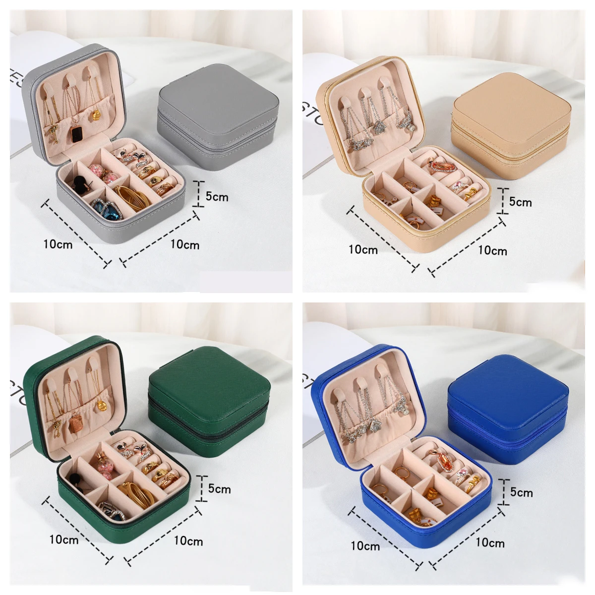 Mini Leather Travel Jewelry Organizer Pink Fashionable Ring Earring ...