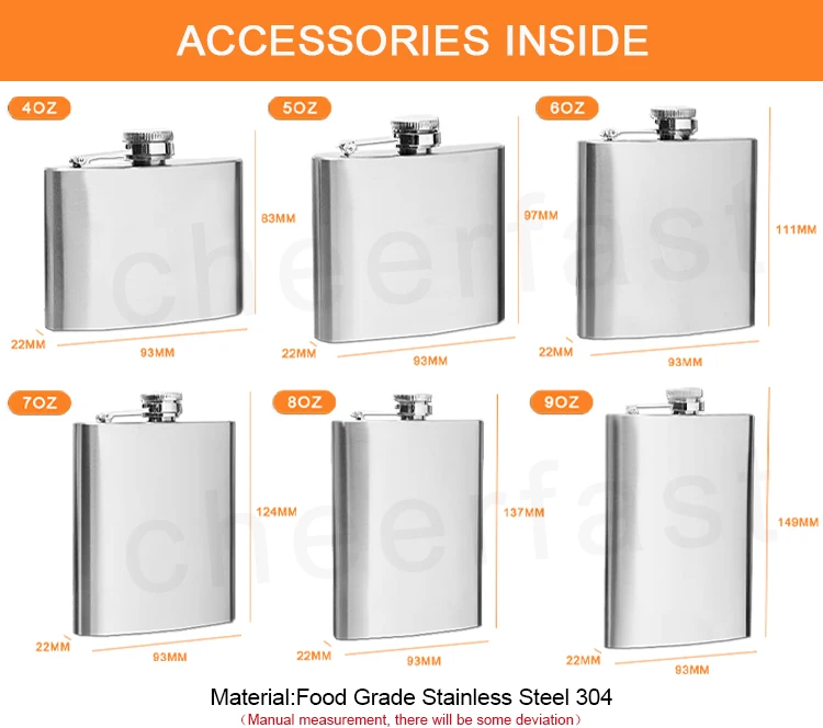 Cheerfast Factory Wholesale Whiskey Liquor Hip Flask Matte Black 5-10Oz ...