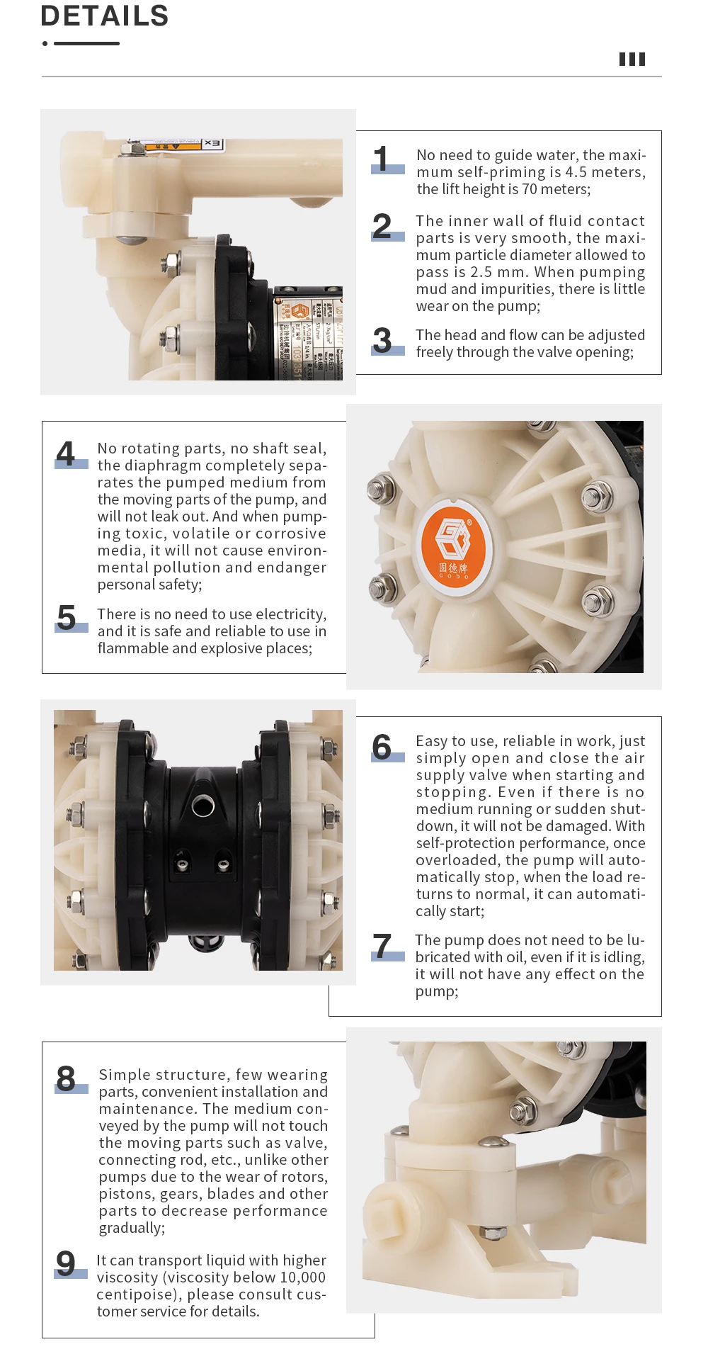 GODO QBY3-15F PVDF Diaphragm Pump - Efficient & Durable