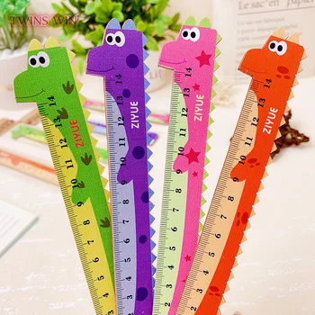 Kids Wooden Cartoon Dinosaur Ruler Student Drawing Tools Cute Measuring ...