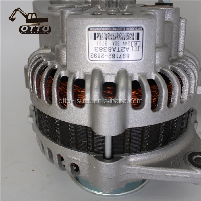 掘削機部品発電機アセンブリ4JG1オルタネーター24V 8-97182289-2 897182-2892 8971822892 ISUZU ...