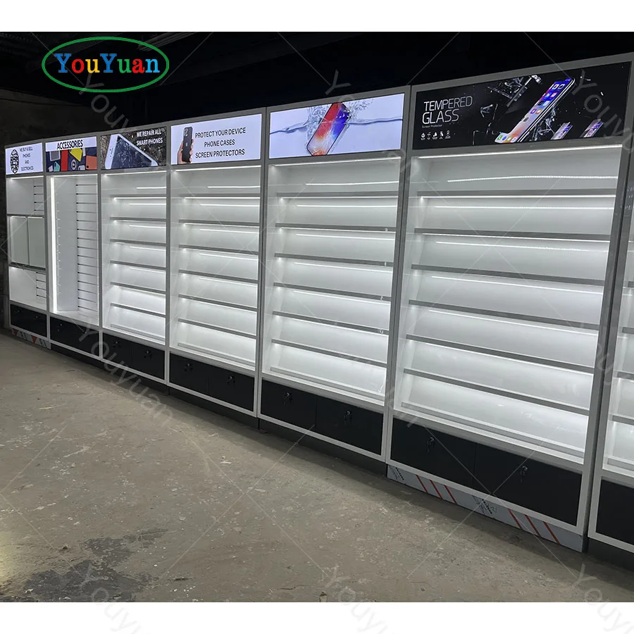 Plywood Glass Display Showcase For Mobile Shop Counter Display Cabinet ...