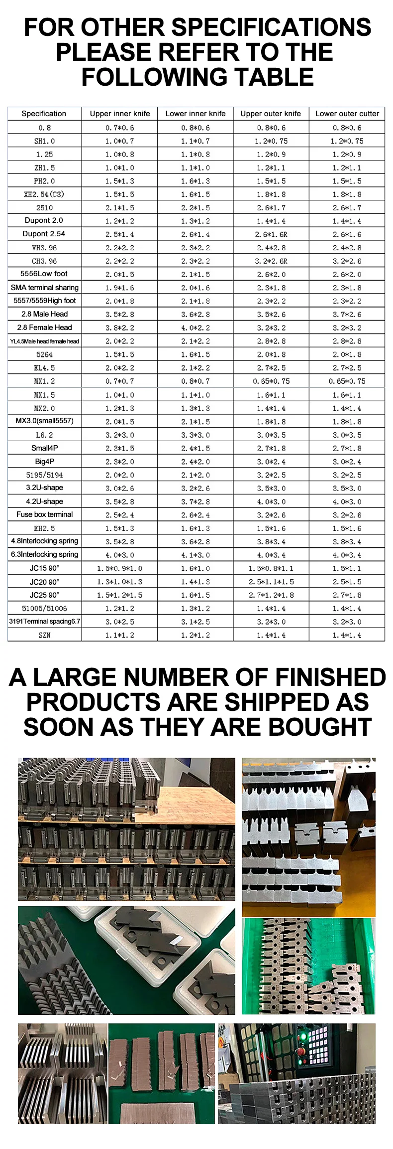 Hongfa Customized Applicator Crimp Knife Male And Female Terminals ...