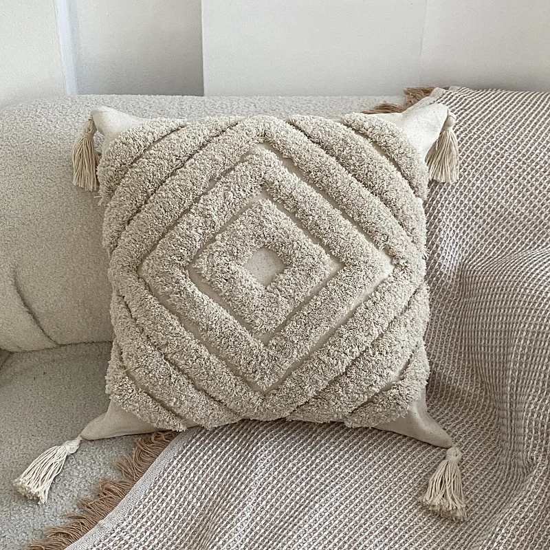 Geometry Tufting Cushion Cover - Star Circle Triangle Tassels
