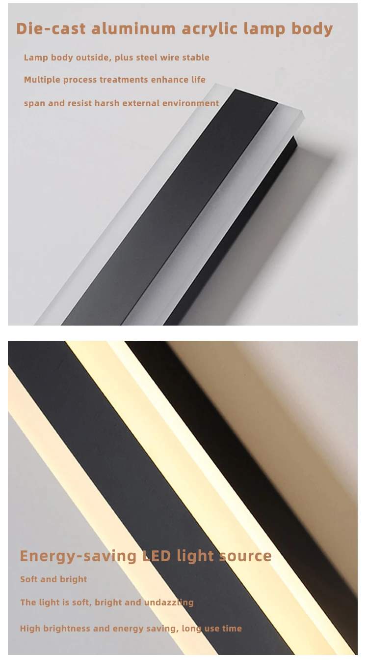 Modern Outdoor Exterior Linear Strip Wall Lamp Ip65 Waterproof 3000k ...