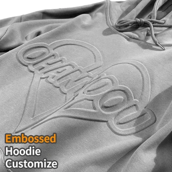Custom Cotton Embossed Hoodie Printing Logo Men Clothing Oem 3d Emboss ...