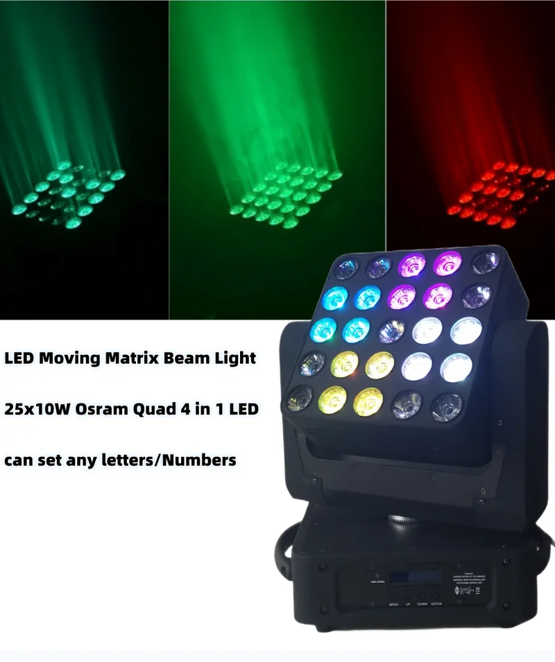 25x10w Rgbw Stage Matrix Beam Wash Moving Head Dmx512 Led Matrix Light ...