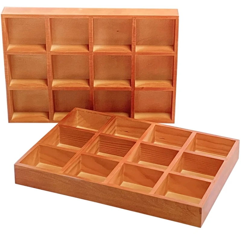 Wooden Sorting Tray Grid Display Wooden Divider Storage Box Brown ...