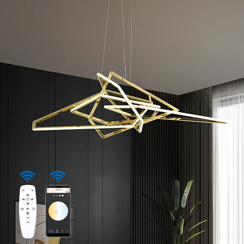 Modern Simple Black Square Led Chandelier Living Room Bedroom Dining ...