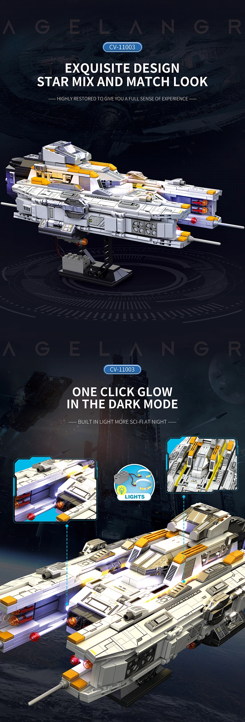 Reobrix 788 MOC Space Fighter Star Battleship Model Bricks