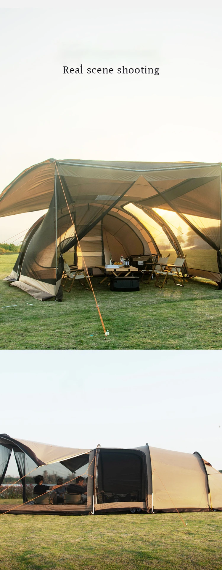 Outdoor Camping Portable Tunnel Tent Large Space Sunscreen Rainproof ...