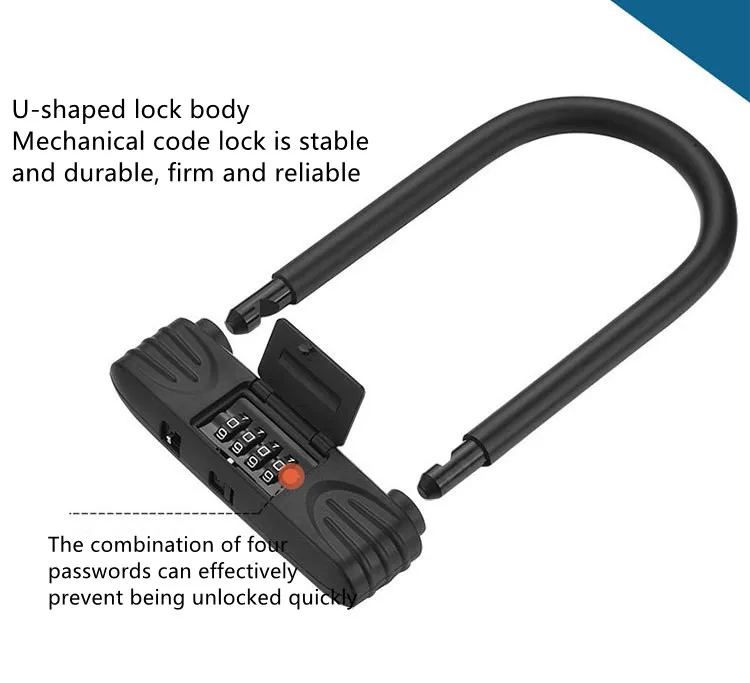 Heavy Duty Anti Theft Bicycle U Lock Digit Combination Bike U Lock ...