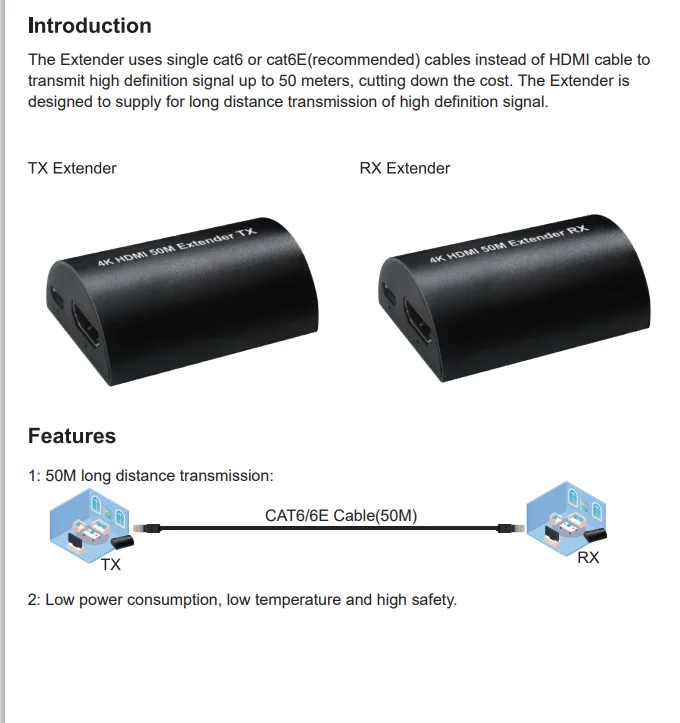 4k 50m Hd Extender Home Theater Systems Component Cat6/6e Cable ...
