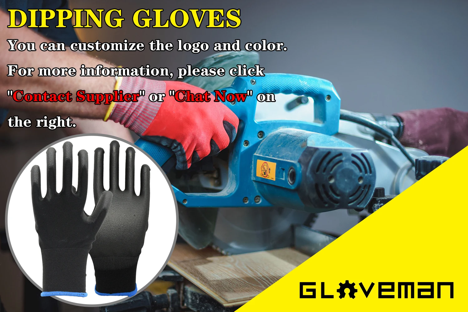 GLOVEMAN Custom Rigger Black 13 Gauge Anti Slip Gloves