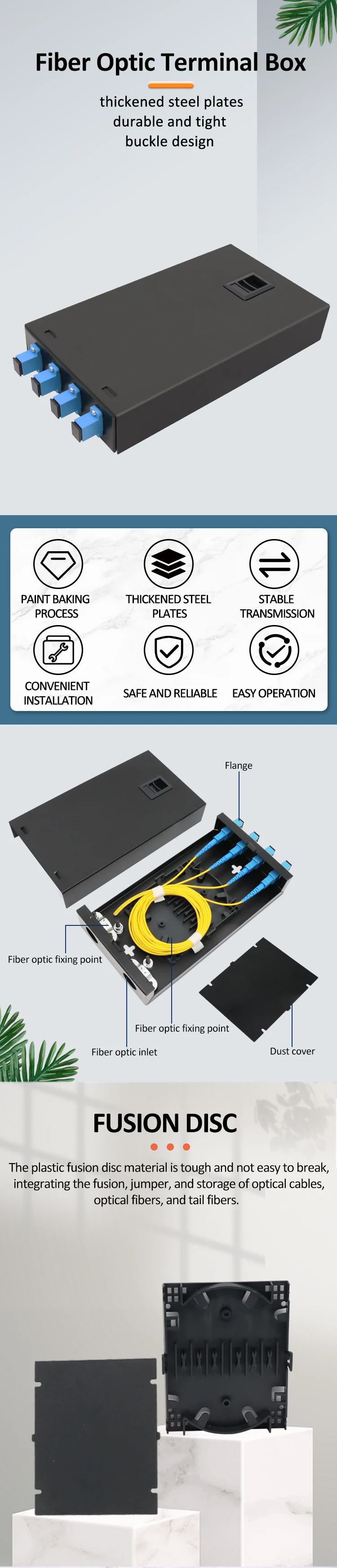 PUXIN 4 Port SC/UPC Simplex Optical Fiber Terminal Box
