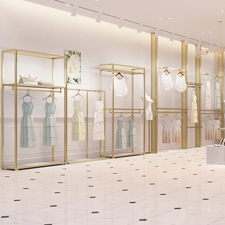 Custom Shop Design - Elegant Metal Gold Display Racks