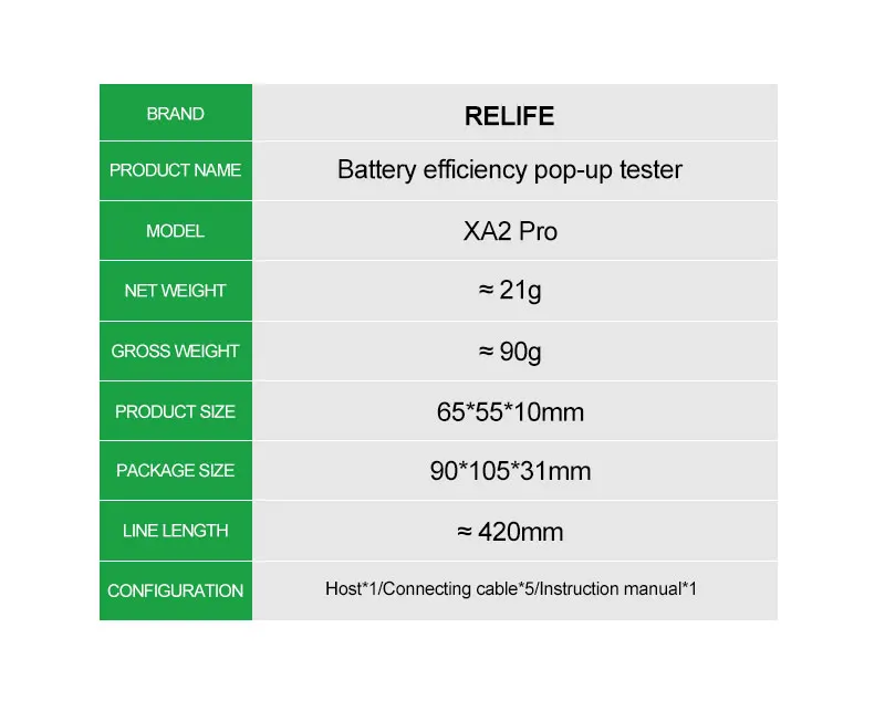 RELIFE XA2 Pro Phone Battery Efficiency Popup Tester| Alibaba.com