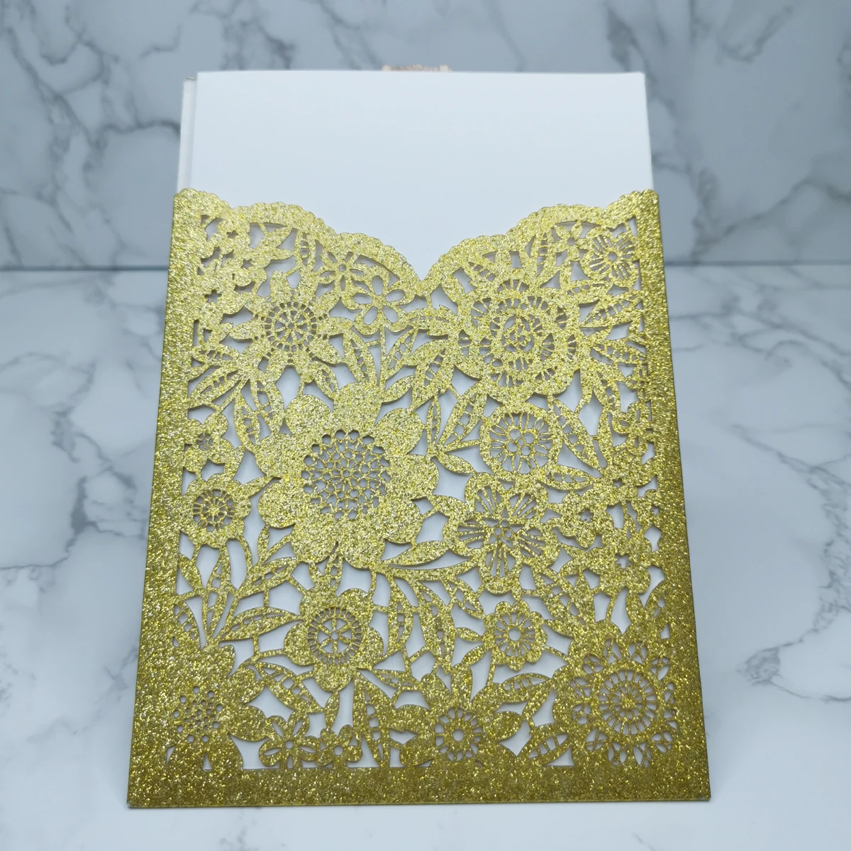 Laser Cut And Gold Stamp Pocket Wedding Card Wedding Invitation - Buy ...