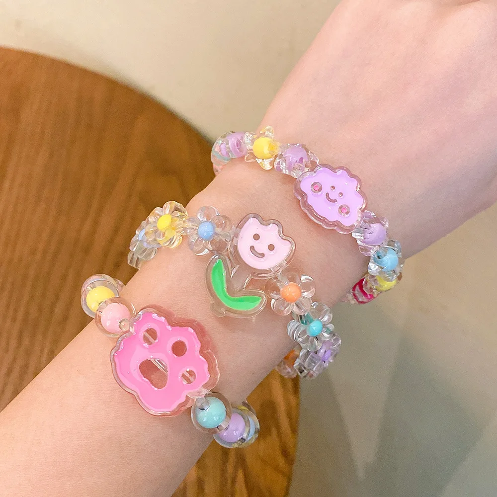 Cute Kids Bracelets For Girls Pink Love Beaded Bracelets Little Girls ...