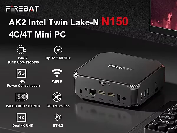 FIREBAT AK2 PLUS Minipc - Intel N150 Dual Band Wifi5 BT4.2