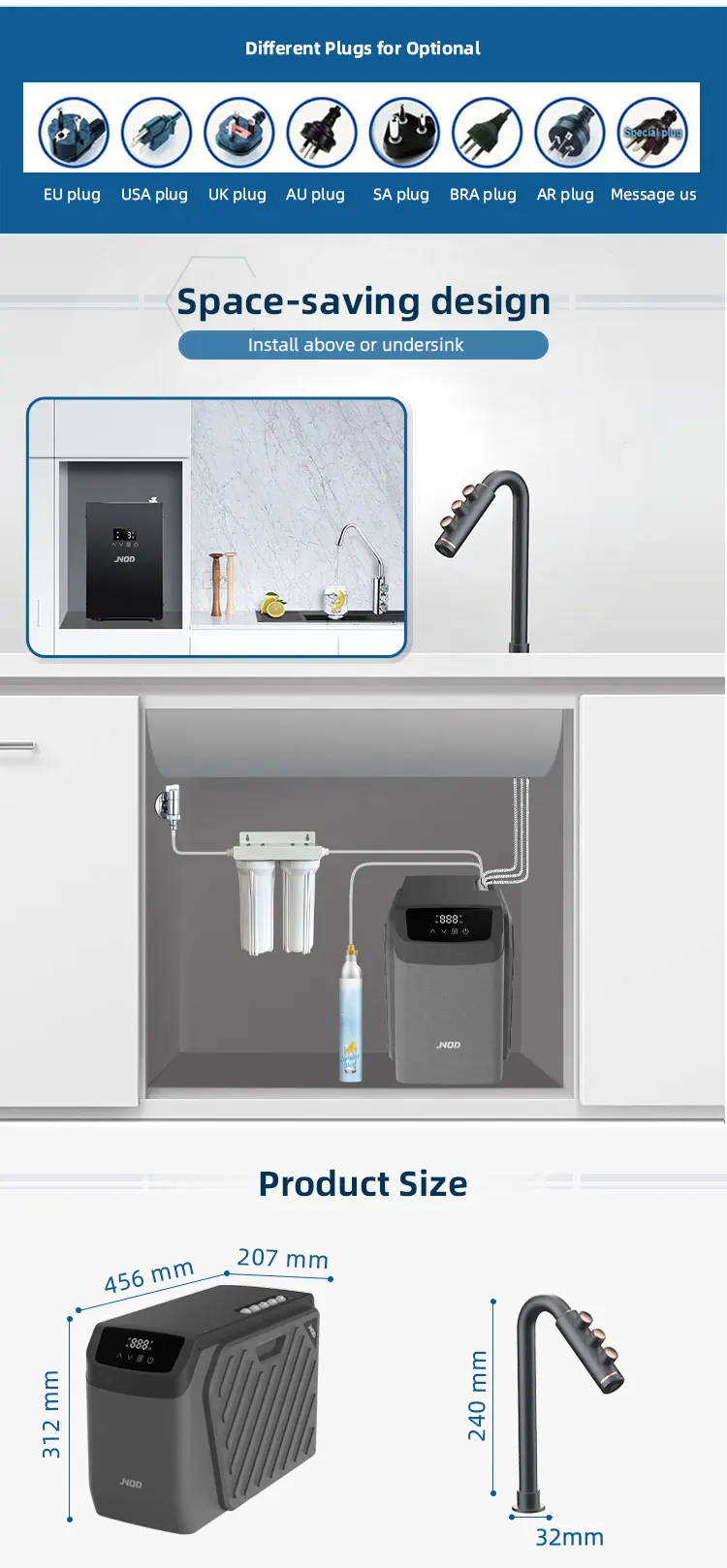 JNOD under Counter Sparkling Water Chiller - Perfect Home Solution