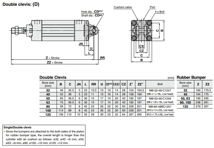 Air Cylinder Mb1 Mb1b Mb1b100 Mb1b100/mdb1b100-600z/700z/800z/900z ...