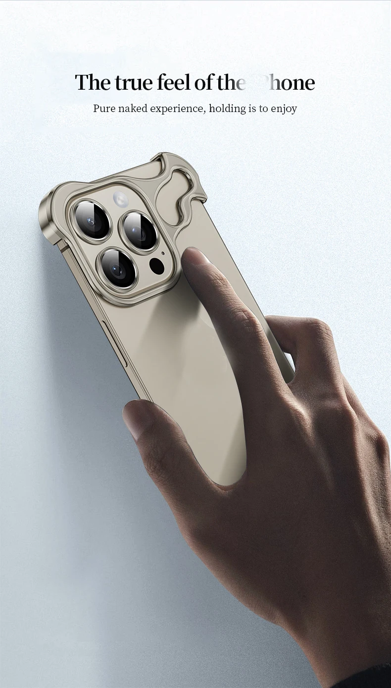 Metal Rimless Aluminum Alien Titanium Alloy Bumper Cover Phone Case for ...