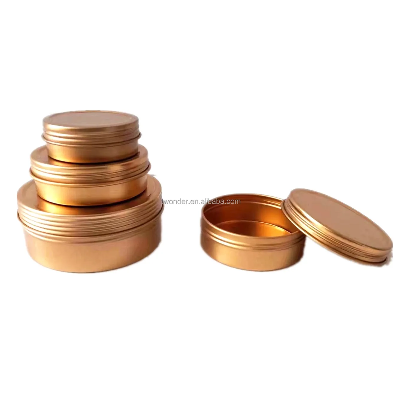 Empty Candle Tins with Screw Lid - Copper Gold Color