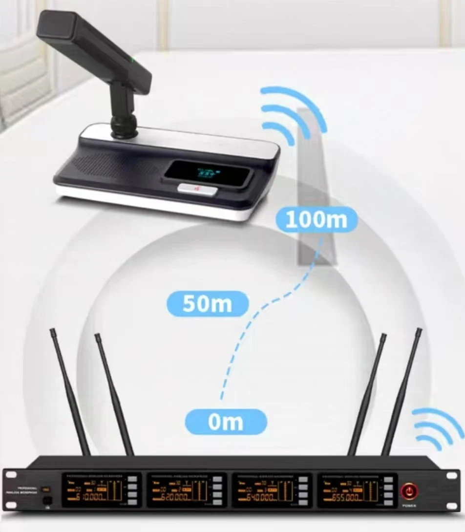Good Communication UHF Wireless Table Mic Conference 1 to 4 Gooseneck ...