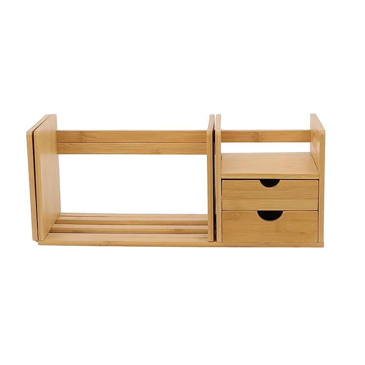 Wood tabletop Shelf Table Office Bamboo Desktop File Organizer with 2 ...