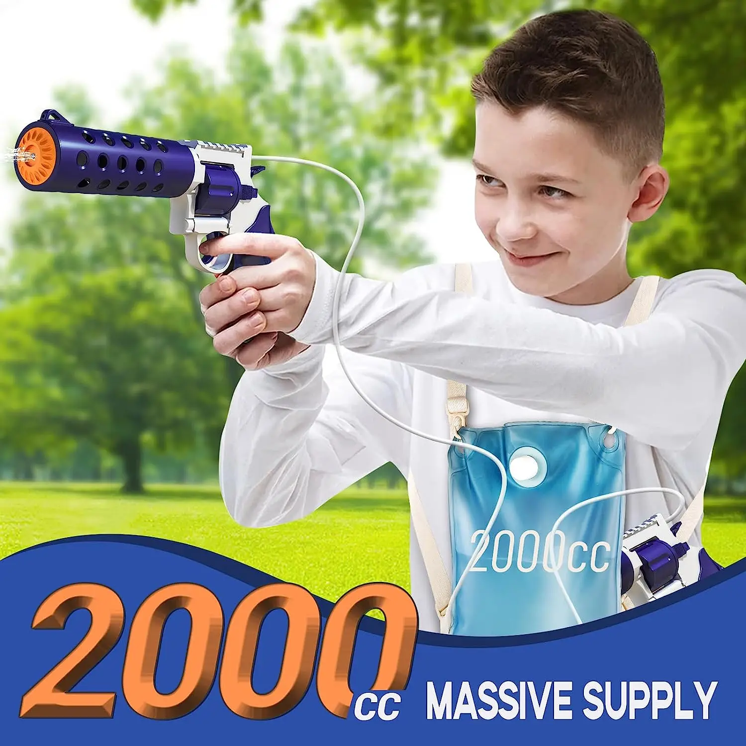 Dual Revolver Water Gun - Large-Capacity Backpack Toy