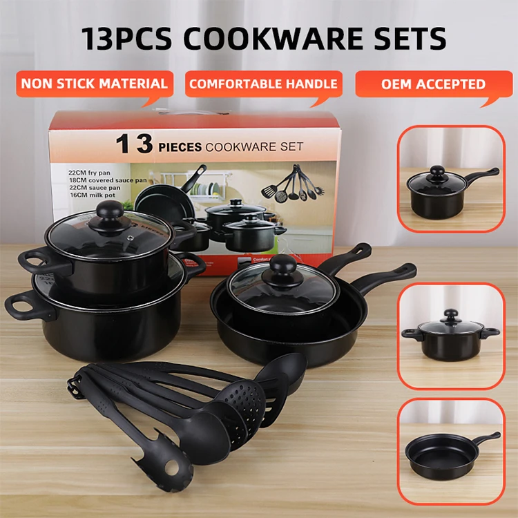 Cheap 13pcs Kitchen Cast Iron Non Stick Cookware Sets