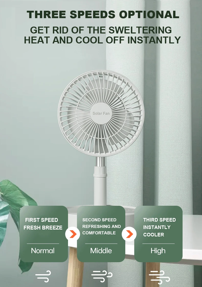 Portable USB Charging Fan with Solar Power - 2 Years Warranty