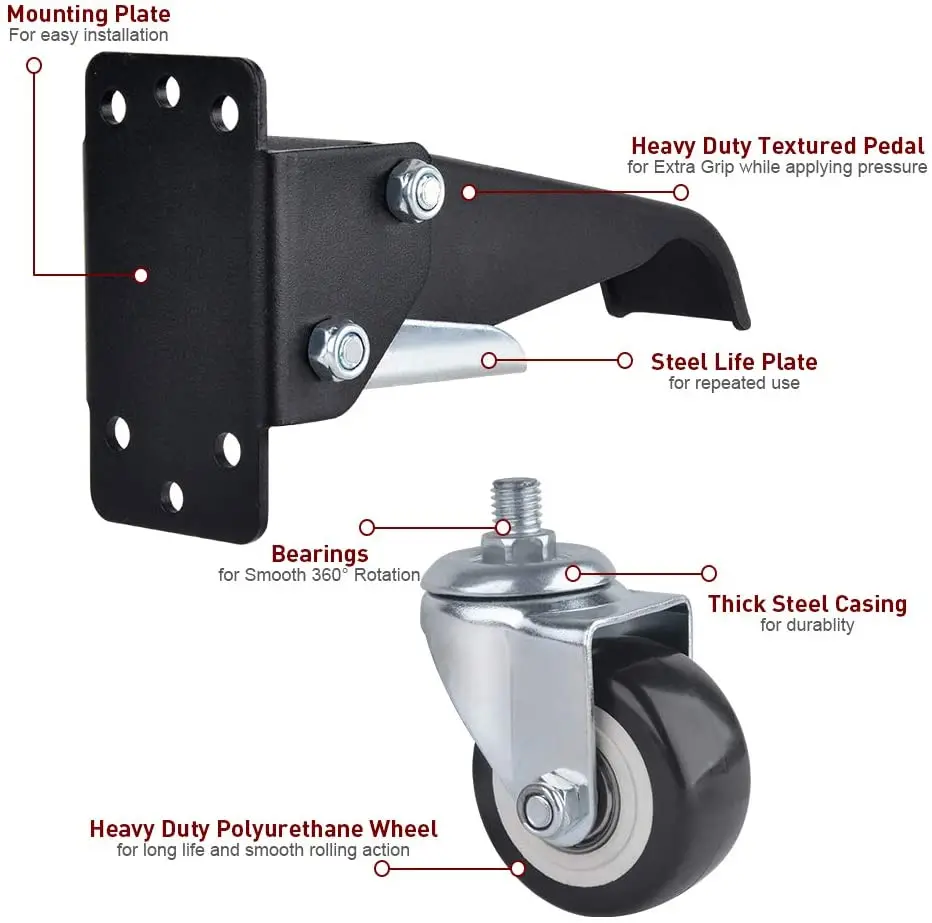 Heavy Duty Retractable Casters - 600 Lbs Capacity Set of 4