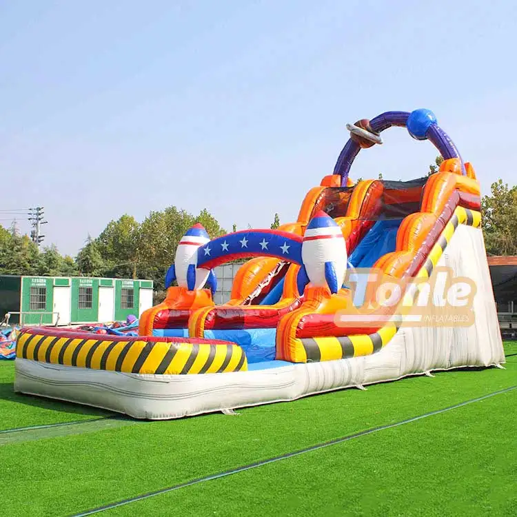 19ft tall kids rocket water slide inflatable space water slide for sale ...