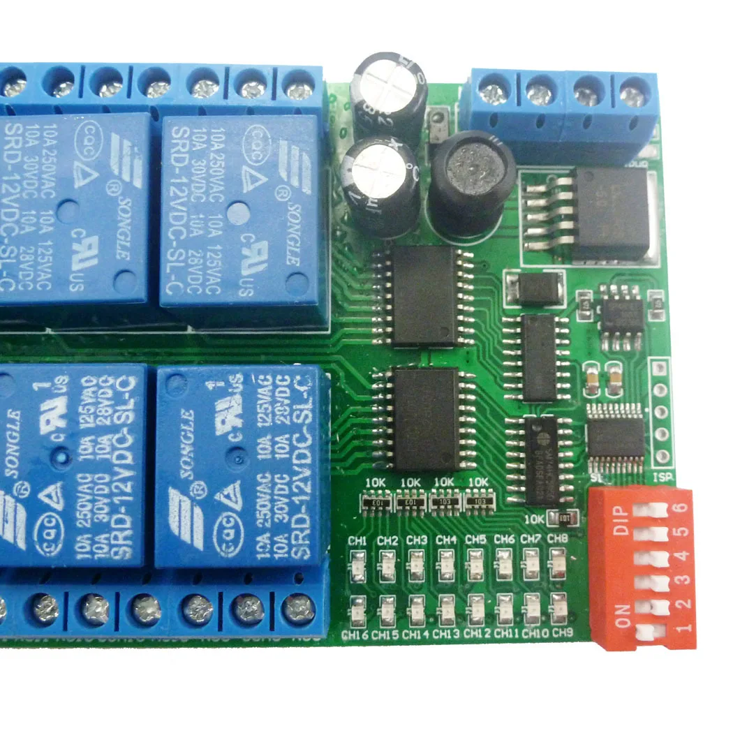 12V 16 channel RS485 relay Modbus RTU protocol serial port remote ...