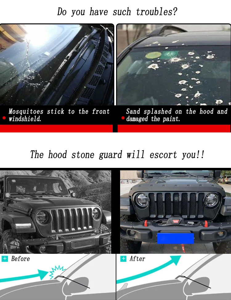 Hood Protector Trail Armor For Jeep Wrangler Jl Car Hood Stone Guard ...