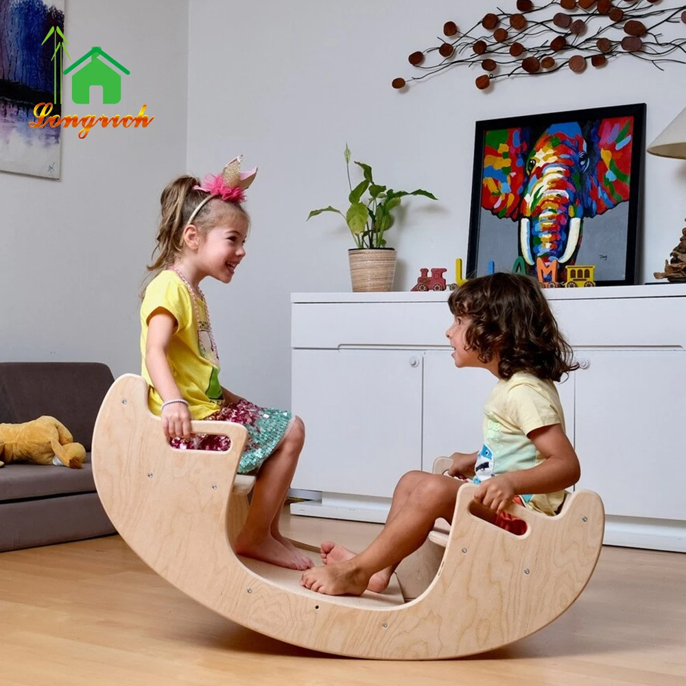 2in1 Montessori Wooden Rocking Chair And Table Set Toddler Seesaw Kids ...