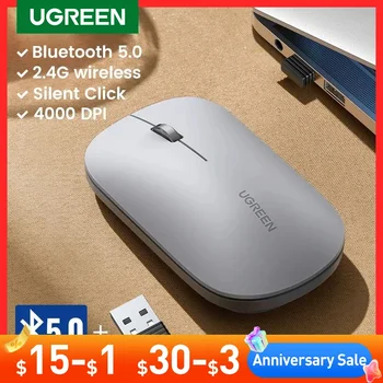 Ugreen Mouse Nirkabel Bluetooth 2.4g,Mouse Senyap 4000 Dpi Tangan Kanan ...