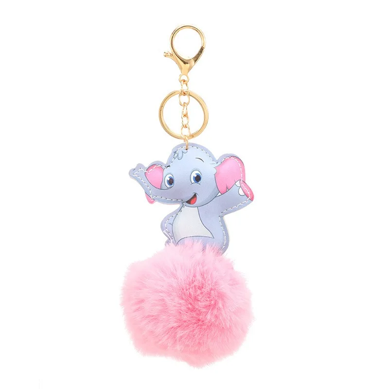 Cute Pom Pom Fur Ball Animal Elephant Key Rings For Promotional Gifts ...