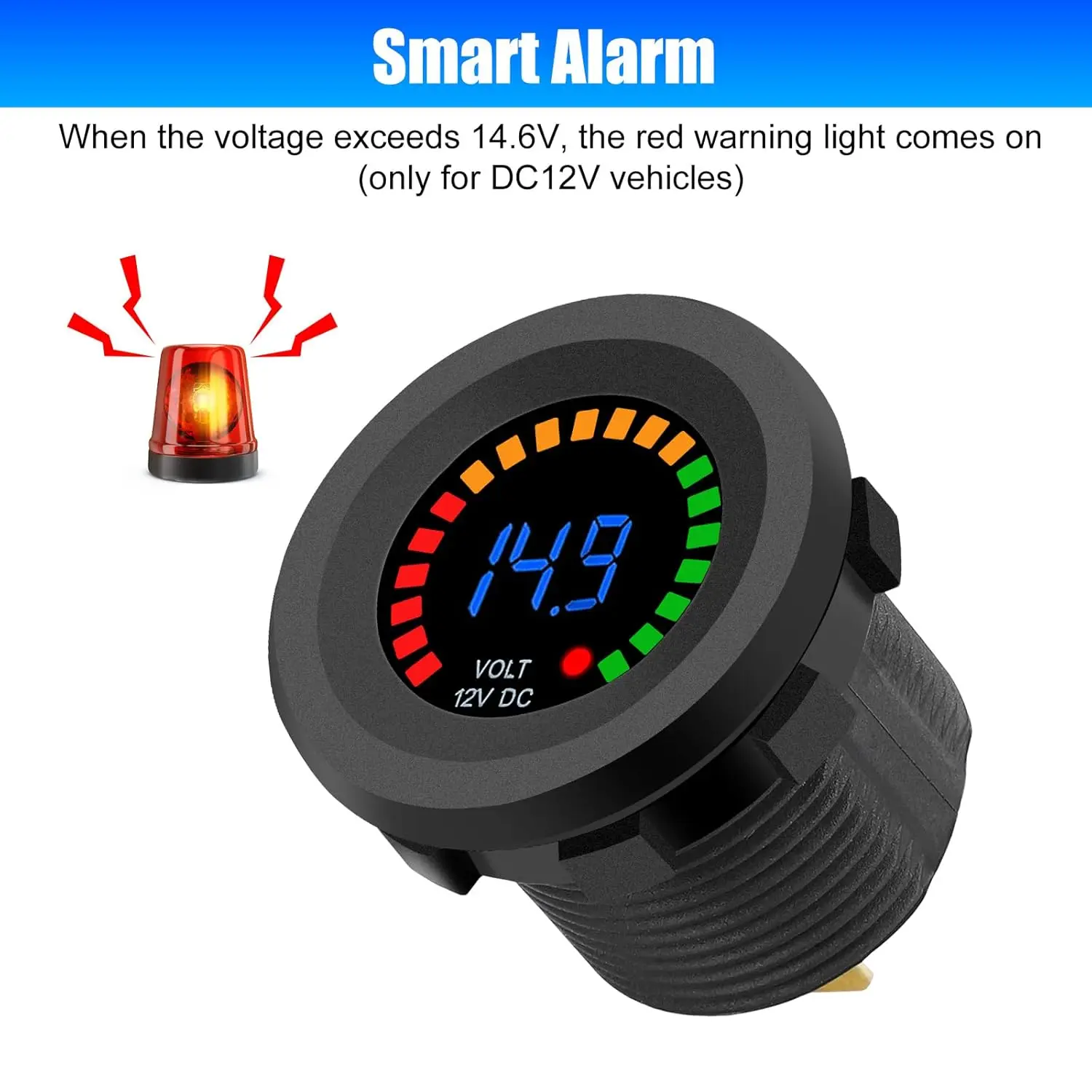 Waterproof 12V Voltmeter Gauge, Digital Display Voltage Gauge Meter for ...