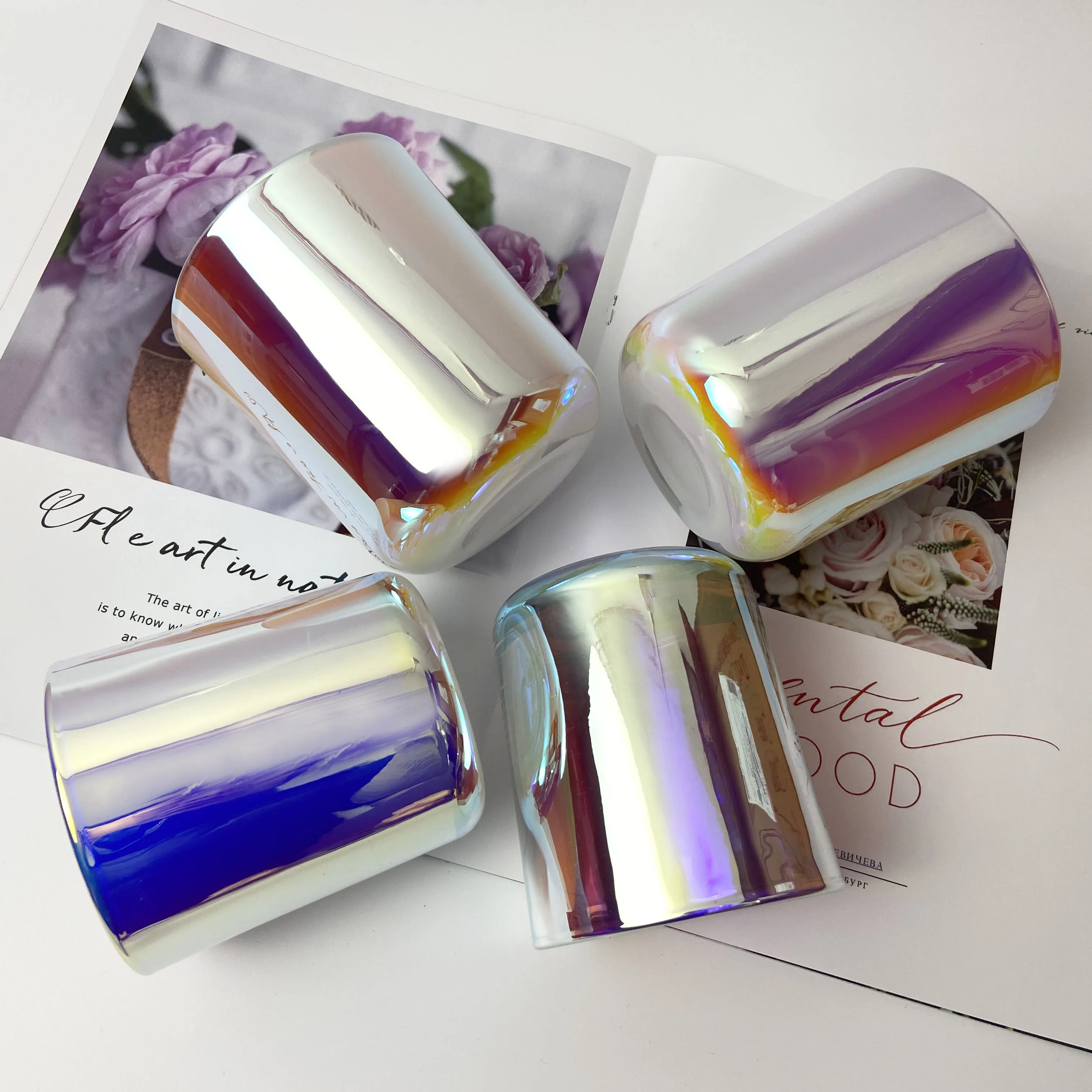 Luxury 16oz Iridescent Candle Jars - Custom Glass Holders