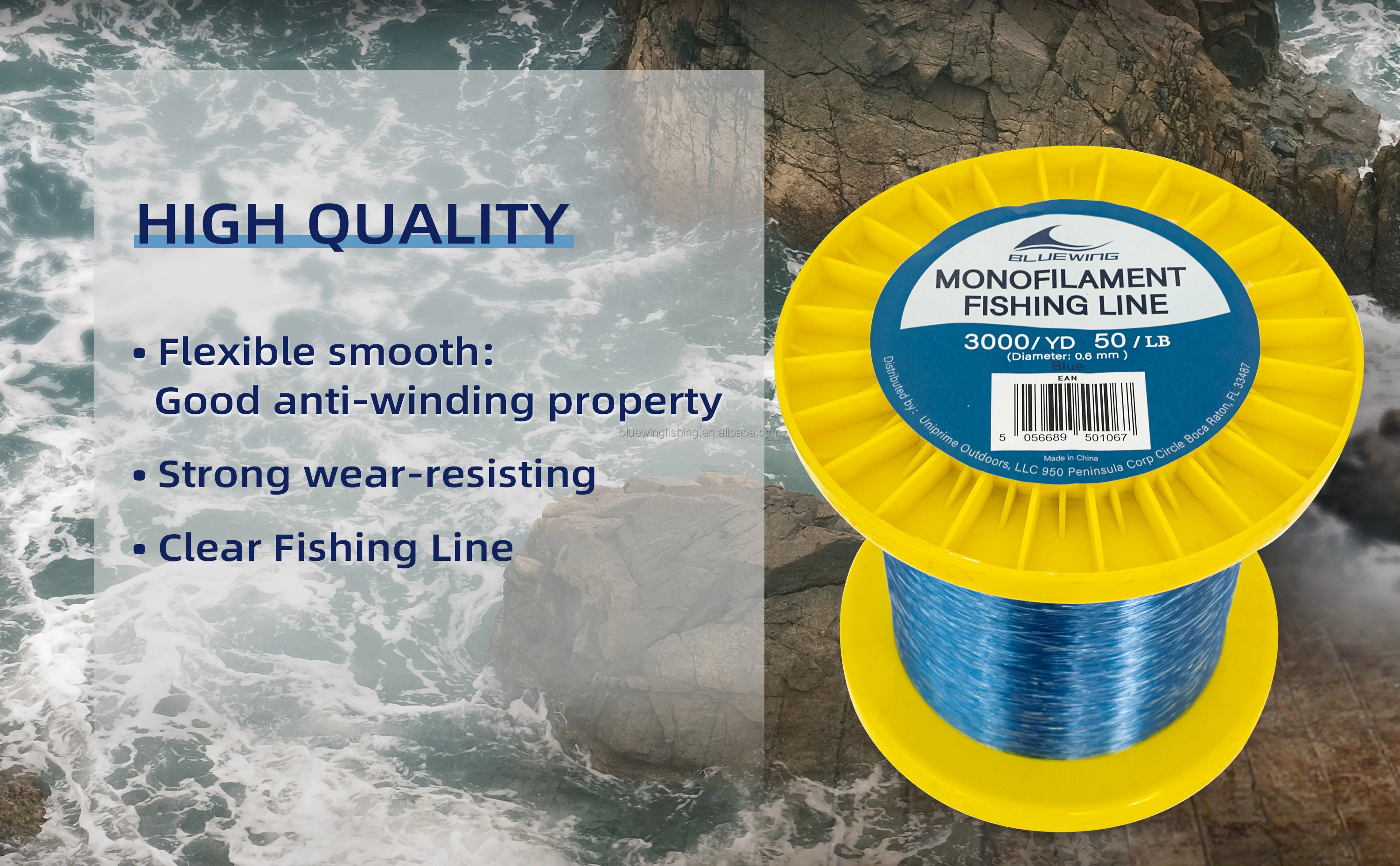3000YD 50/60/80/100/130LB Fish Line Wire Fly Fishing Nylon Mono Flying ...